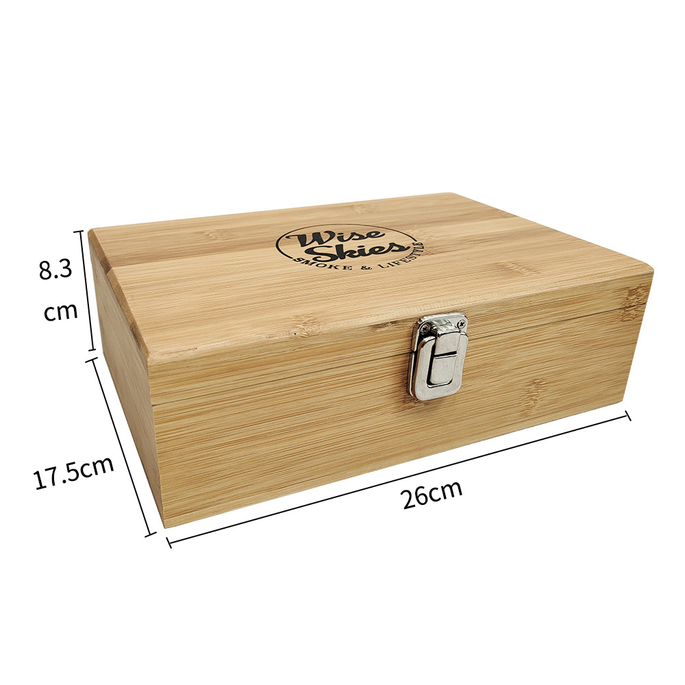 Wise Skies Bamboo Wooden Rolling Box