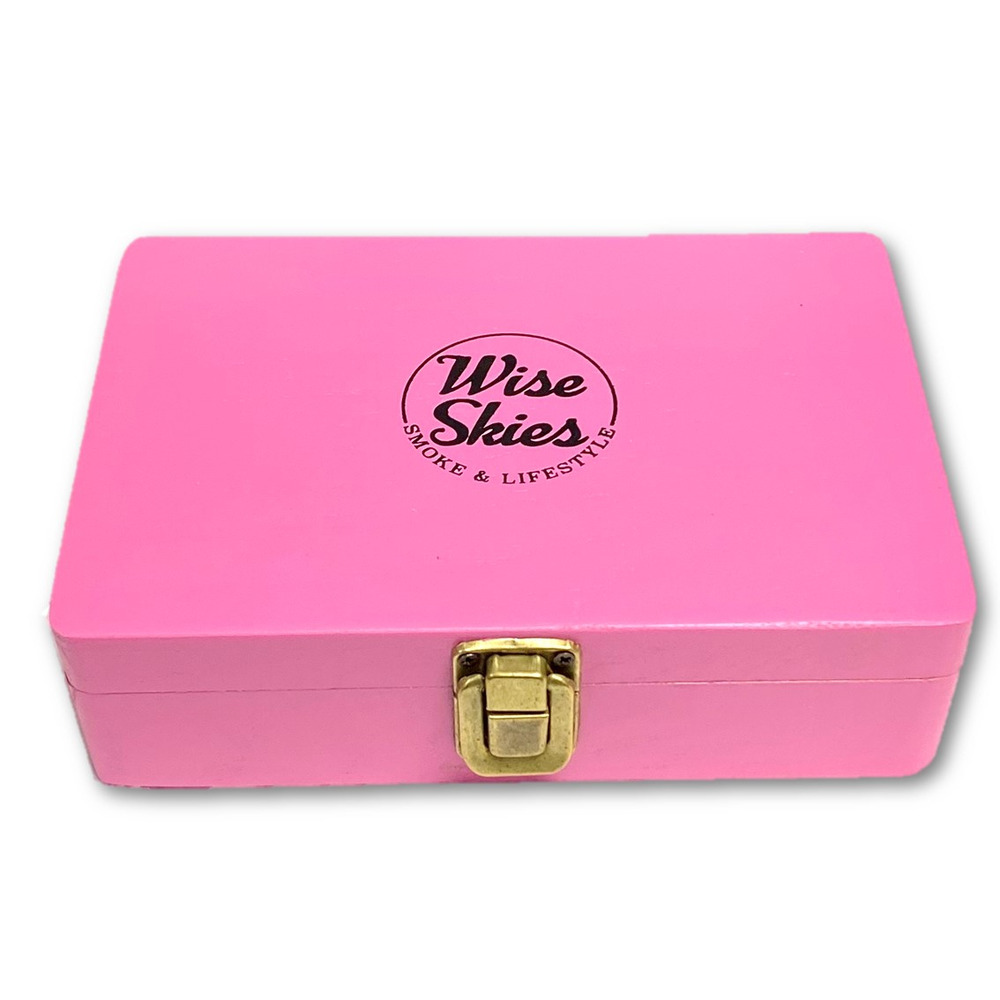 Wise Skies Pink Wooden Rolling Box Medium | Free P&P