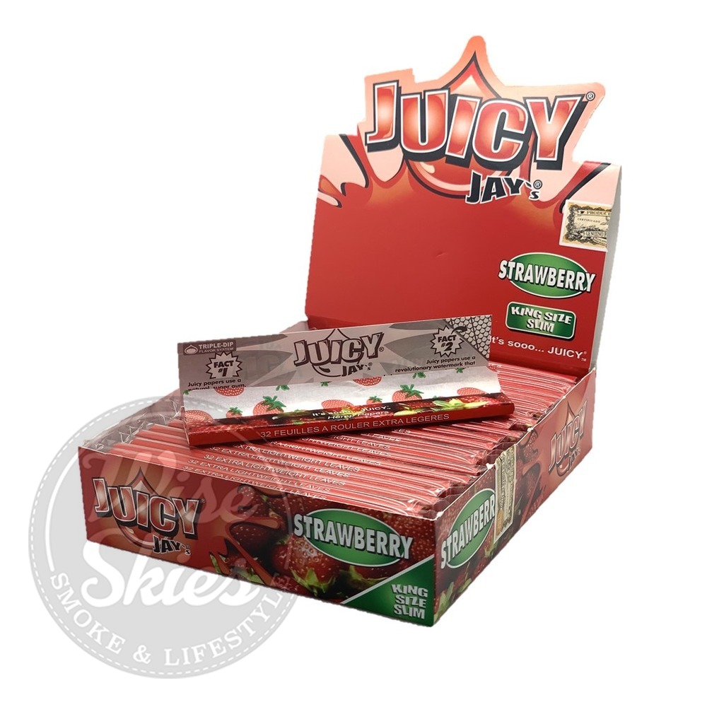 Juicy Jay Strawberry Kingsize Rolling Paper - Wise Skies